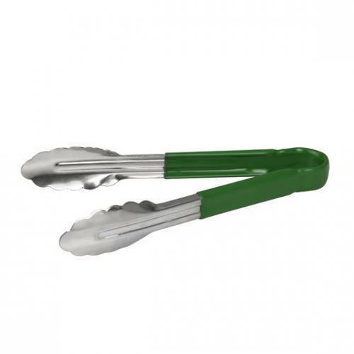 6x Tong 300mm Green Colour Coded Stainless Steel w PVC Coated Handle ...