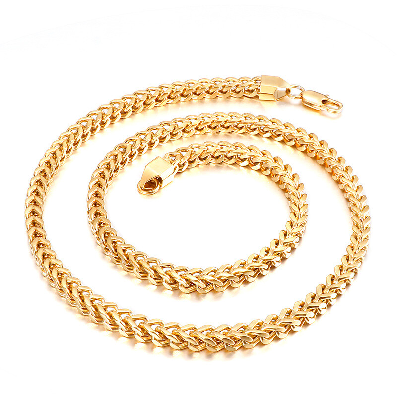 Mens Gold Dragon bone Chain Stainless Steel Link chain Necklace 5/6/8mm ...