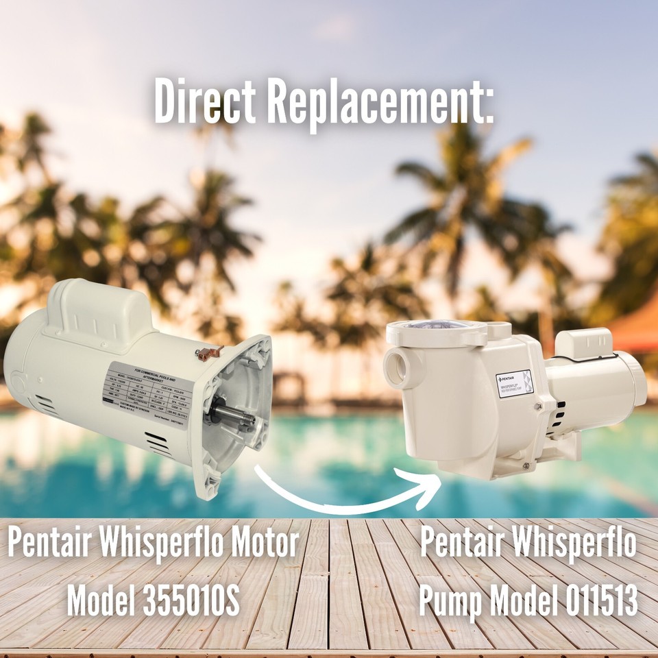 355010S Dyneson Pool Pump Motor 1 HP Compatible with Pentair Whisperflo ...