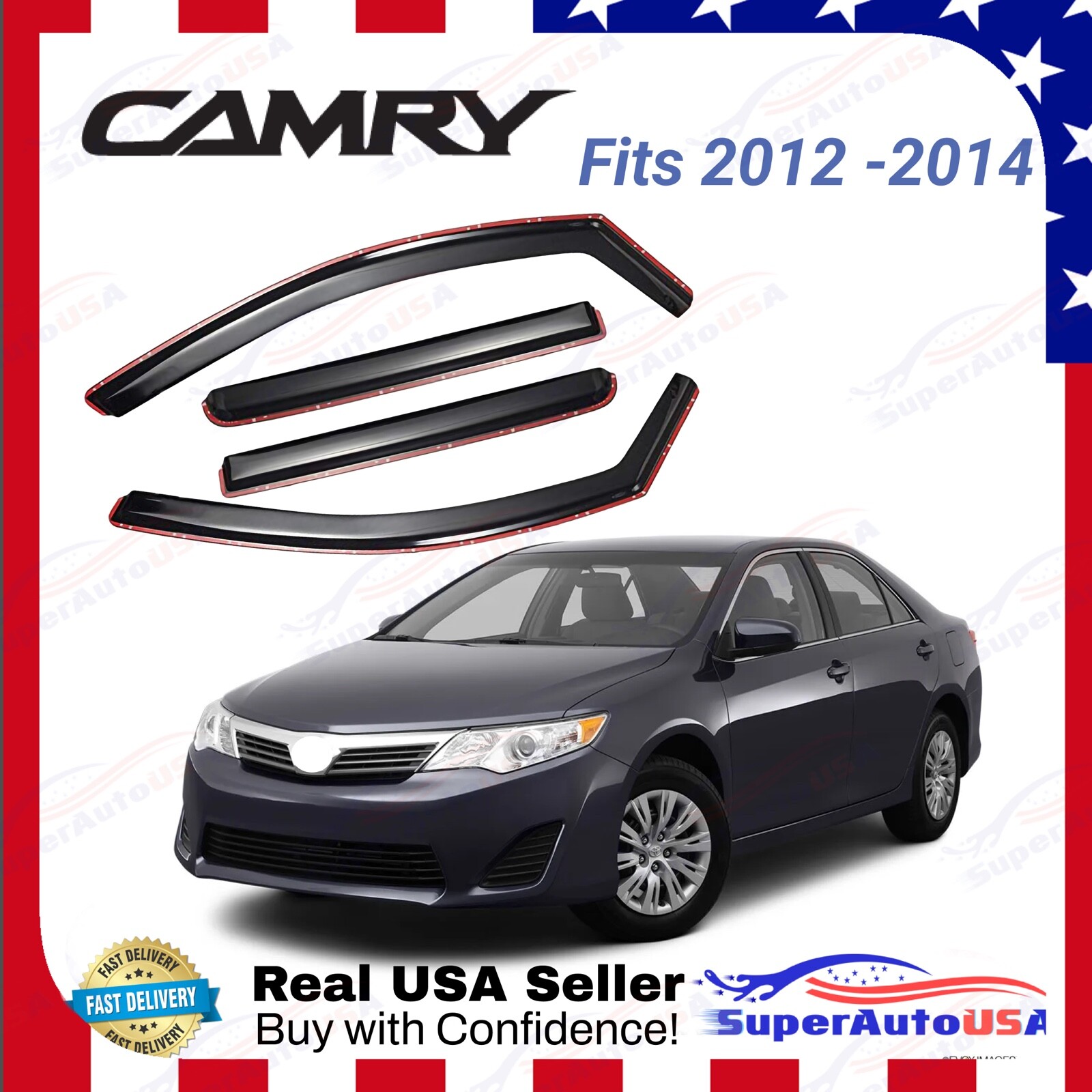 For Camry 2012-2014 In-Channel Vent Window Visors Rain Guard Deflectors ...