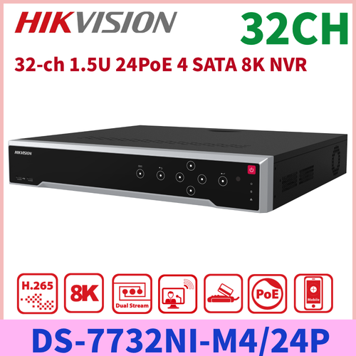 Hikvision DS-7732NI-M4/24P 8K 32CH 1.5U 24 PoE NVR Network Video ...