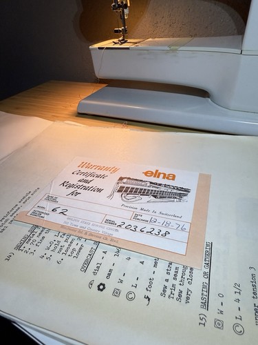 Read. Vintage Elna SU 62C 'SUPER' Sewing Machine with Pedal Accessories ...