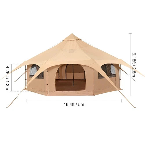 Canvas Tent 4 Seasons 5 m/16.4 ft Bell Tent for Camping with Stove Jack ...