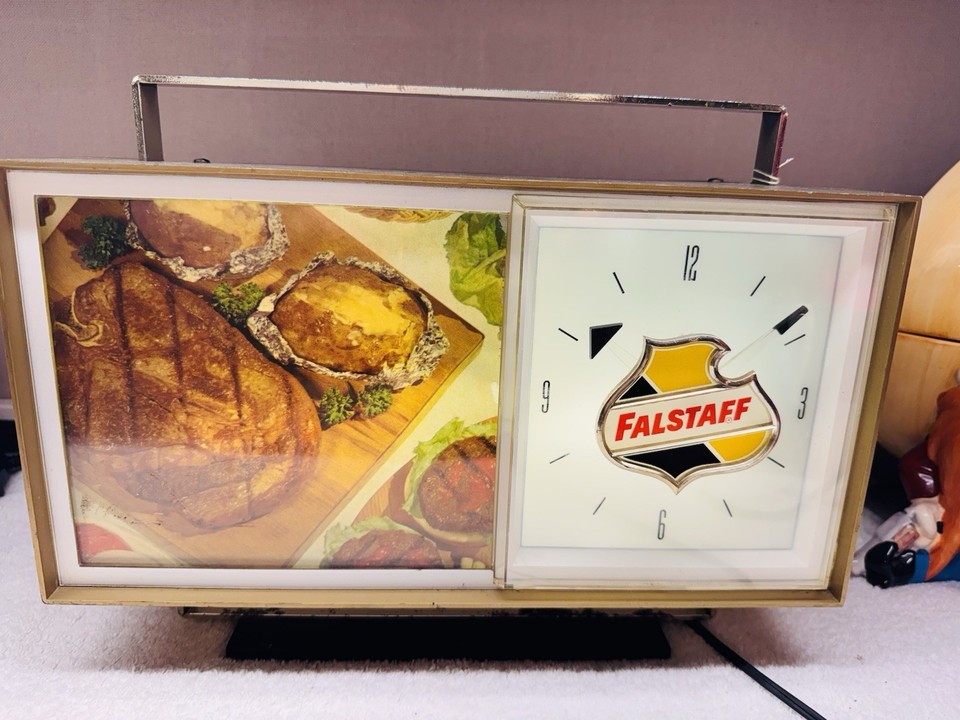 1950’s/1960’s Vtg Falstaff Beer St Louis Lighted Rotating Scene Clock ...