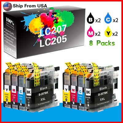 8-Pack LC-207 LC-205 Ink Cartridge For MFC-J4620DW MFC-J4420DW J4320DW ...