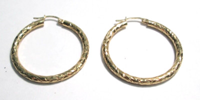 Beautiful! REAL 14k Yellow GOLD Ralph Lauren "RL" Medium Sparkly Hoop ...