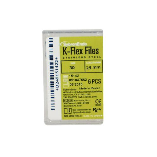 Kerr Dental 15142 SybronEndo K-Flex Files Stainless Steel 25mm #30 6/Bx ...