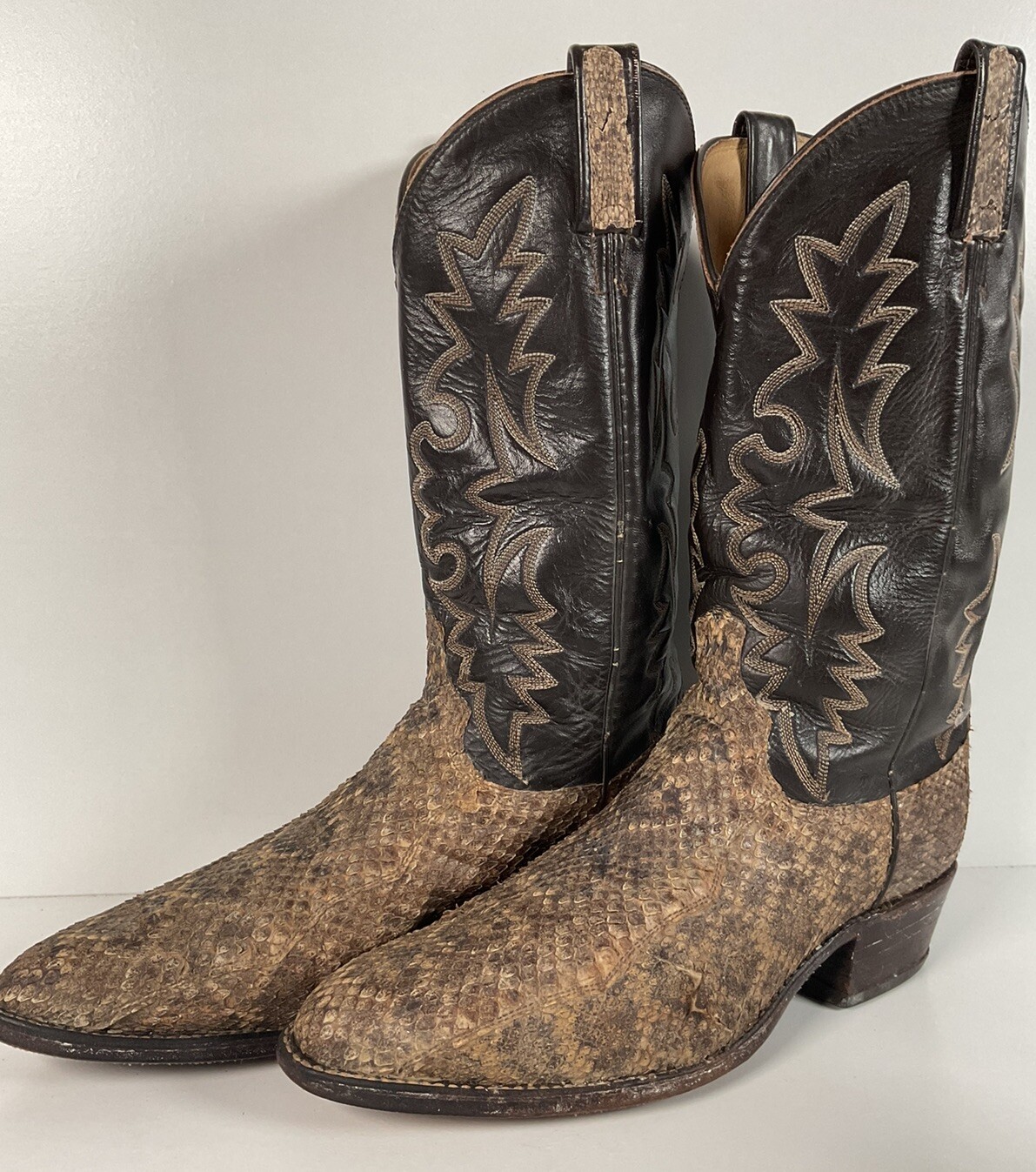 Vintage 1980s Dan Post Rattlesnake Cowboy Boots 10.5 … - Gem