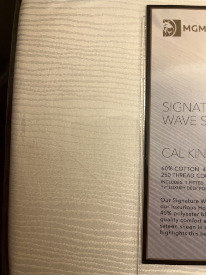 MGM Resorts Signature Wave Cotton Sheet Set Cal King - Color White | eBay