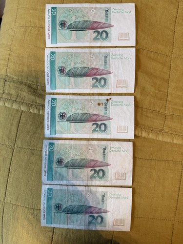 5 X 1991-1993 20 Zwanzig Deutsche Mark Note - German Currency | eBay