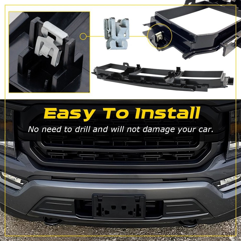 3pcs Bumper Grille +Cover + License plate bracket For 21-2022 Ford F ...