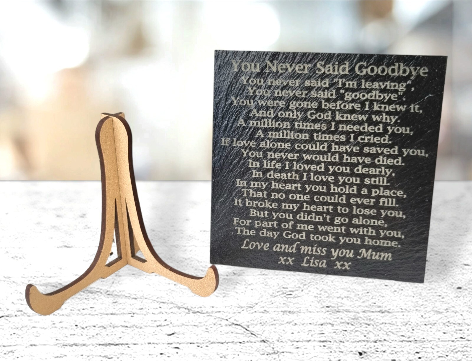 Personalised Goodbye memorial plaque Poem Remembrance slate grave ...
