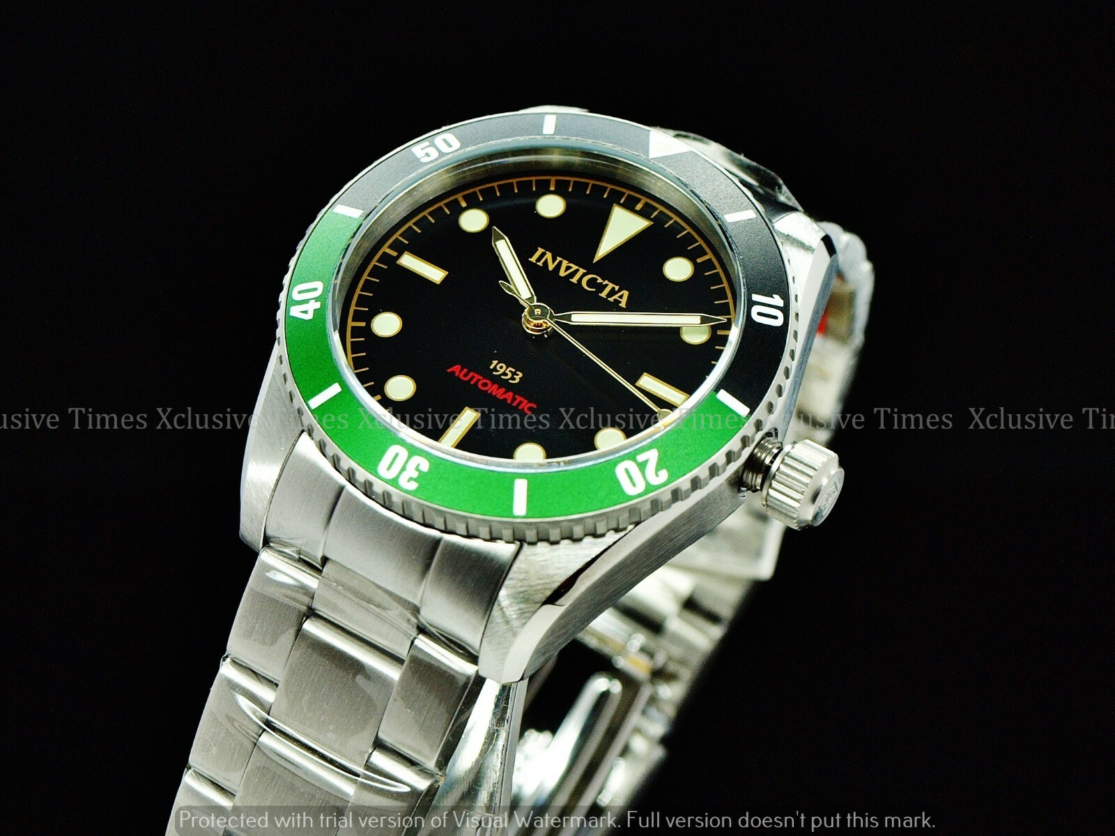Invicta 40mm Men's 1953 PRO DIVER Automatic Green-Blk Bezel Black Dial ...