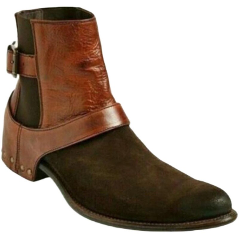 Western Cowboy Men's Motorcycle Chelsea Ankle Boots Punk British Style ...
