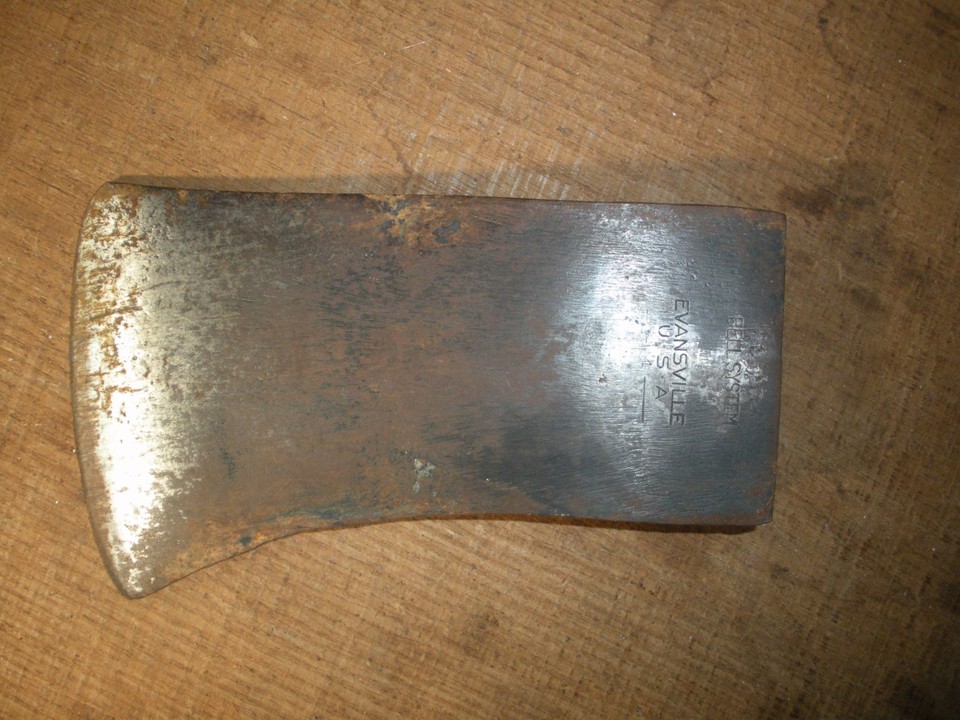 Vintage EVANSVILLE BELL SYSTEM #4 Single Bit Axe Head / 4 Lb. 3 Oz. | eBay
