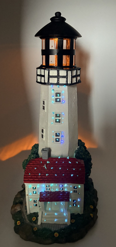 12" Fiber Optic Lighthouse Figurine Nautical Decor Color Changing Light ...