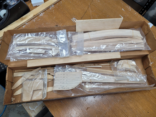 random box of balsa parts possible vintage kit parts | eBay