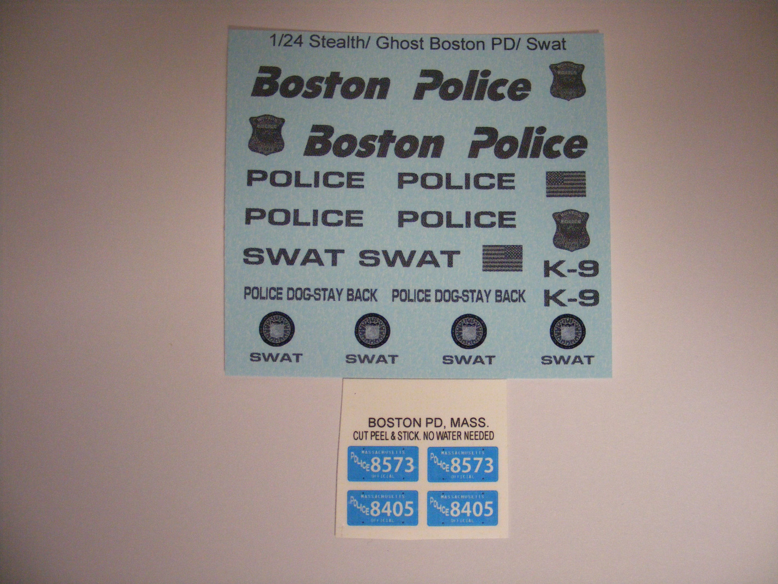 Boston Police Stealth Swat 1:24 Water Slide Decals Put on all Black ...