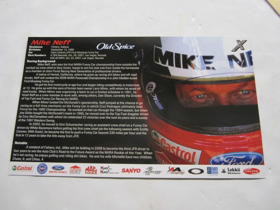 NHRA 2008 Mike Neff/John Force Castrol GTX Mustang Funny Car Drag ...