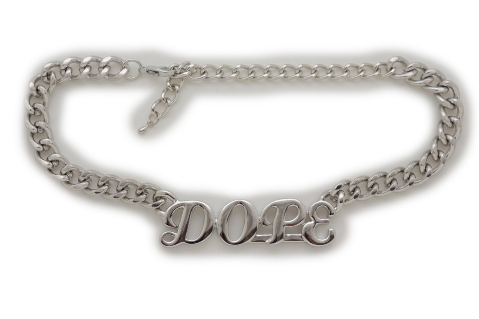 Women Silver Metal Chain 2 Boot Bracelets Shoe DOPE Charm Anklet ...