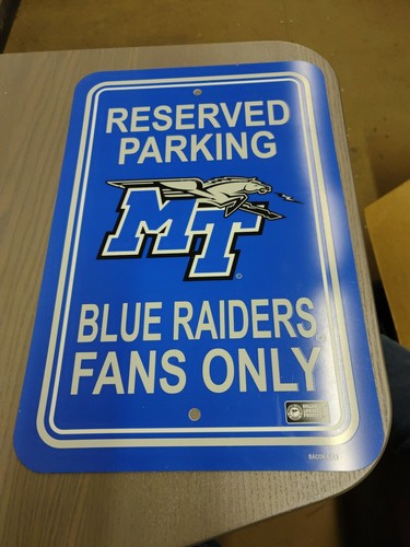 Officially Licensed MTSU Blue Raiders Team Logo 18x12" Parking Sign ...
