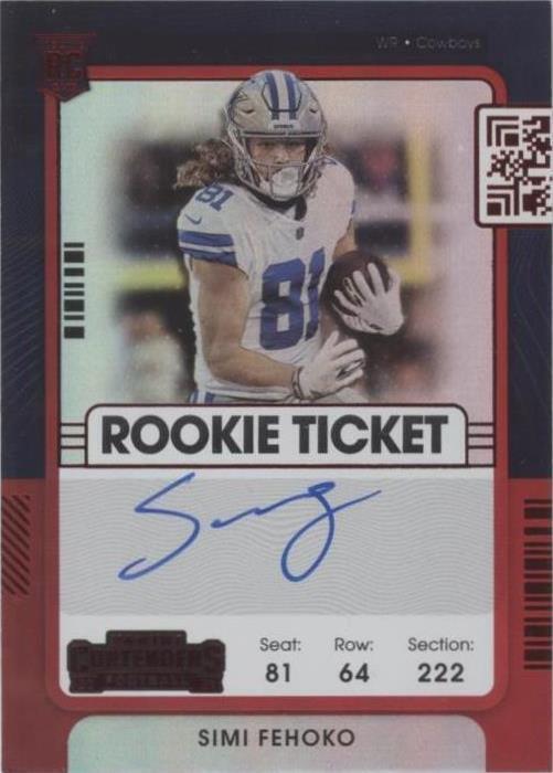2021 Panini Contenders - Rookie Ticket RPS Simi Fehoko #141 Red Zone ...