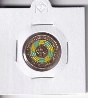 AUSTRALIAN: 2020 $2 PARALYMPIC TEAM COLOURED LIGHTLY CIRCULATED COIN ...