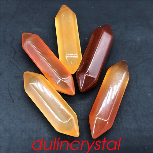 10x Natural red agate obelisk quartz crystal wand double point healing ...