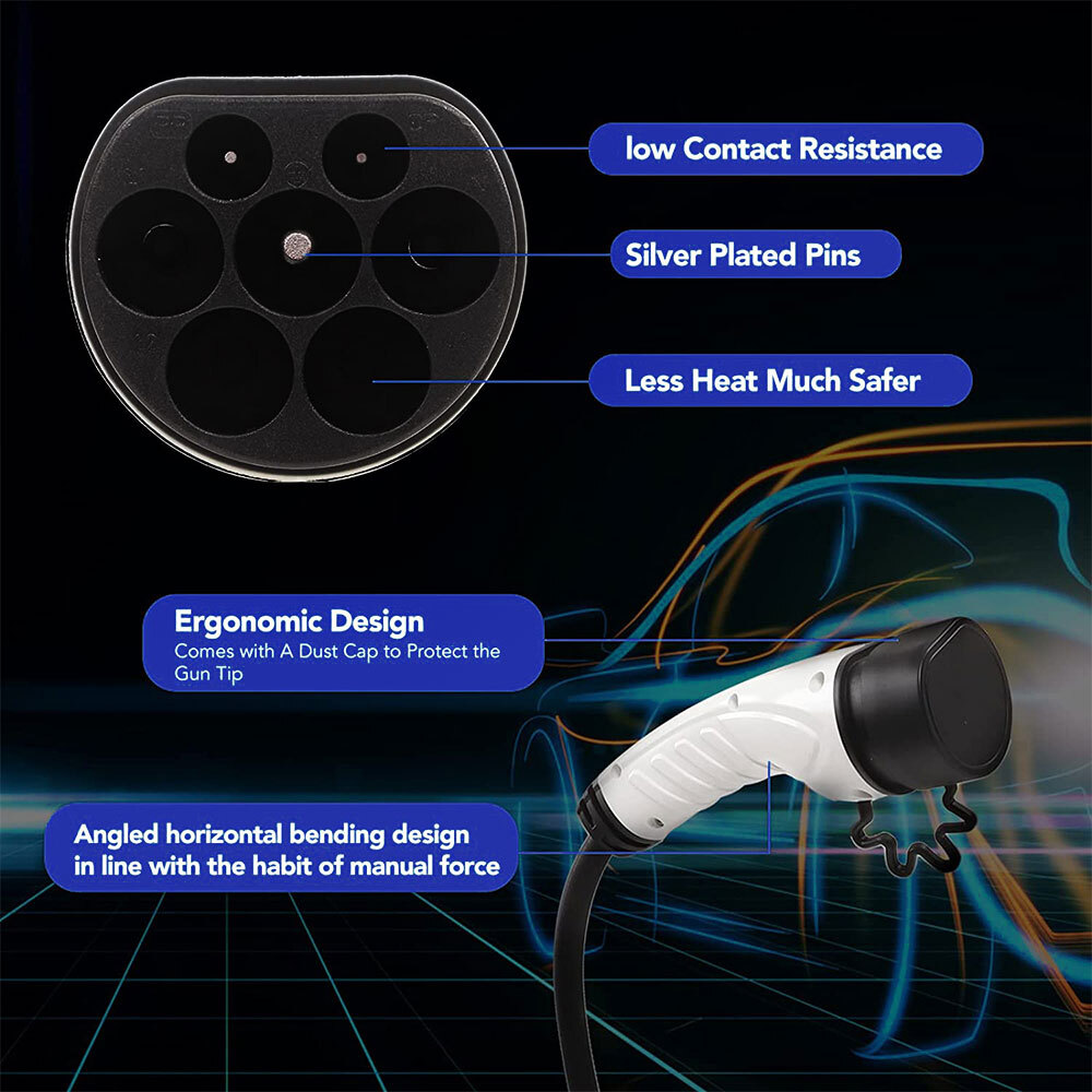 32A 22kW Type2 to Type 2 EV 5M Charging Charger Power Cable BYD Tesla ...