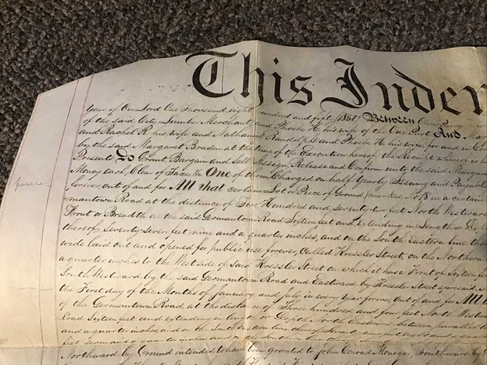 1850 Deed Indenture Oliver Parry Nathan Randolph Lumber Merchant ...