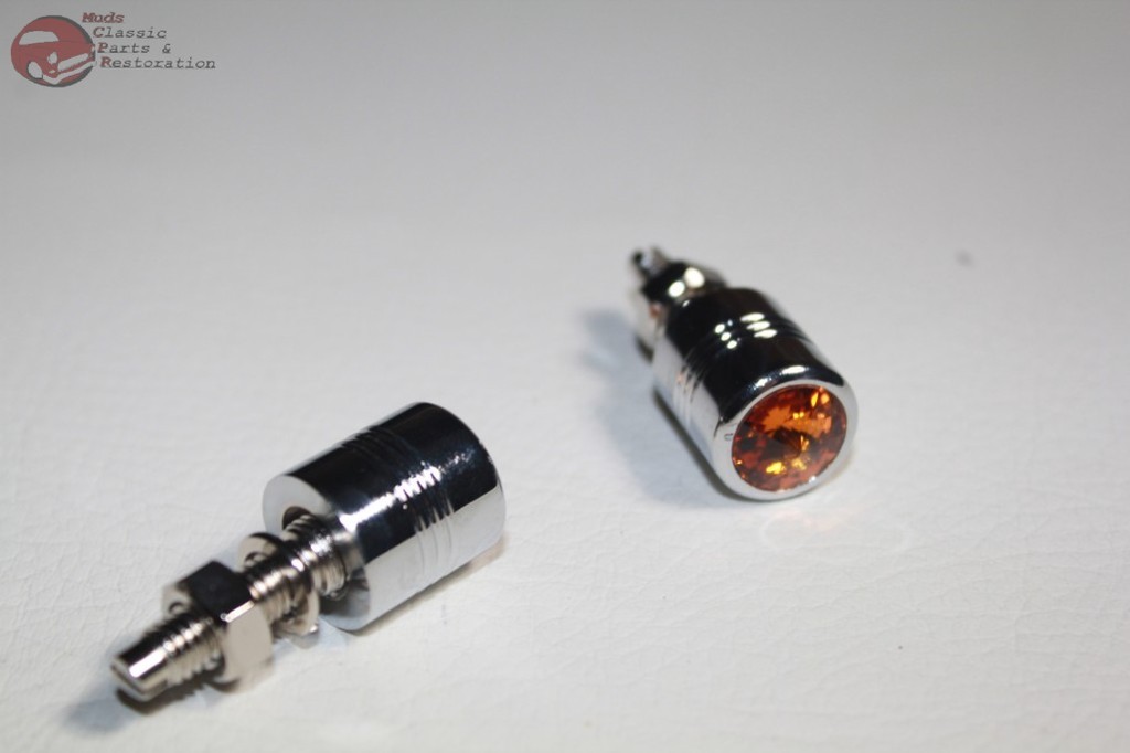 Amber Diamond License Plate Frame Tag Fastener Bolts Custom Chopper ...