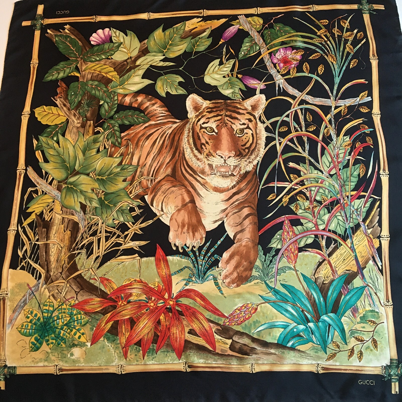 GUCCI Rare Vintage Bengal Tiger Jungle Motif 100% Sil… - Gem