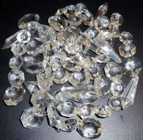 Antique Lot of Clear Cut Crystal Prisms Chandelier Lamp Parts | eBay