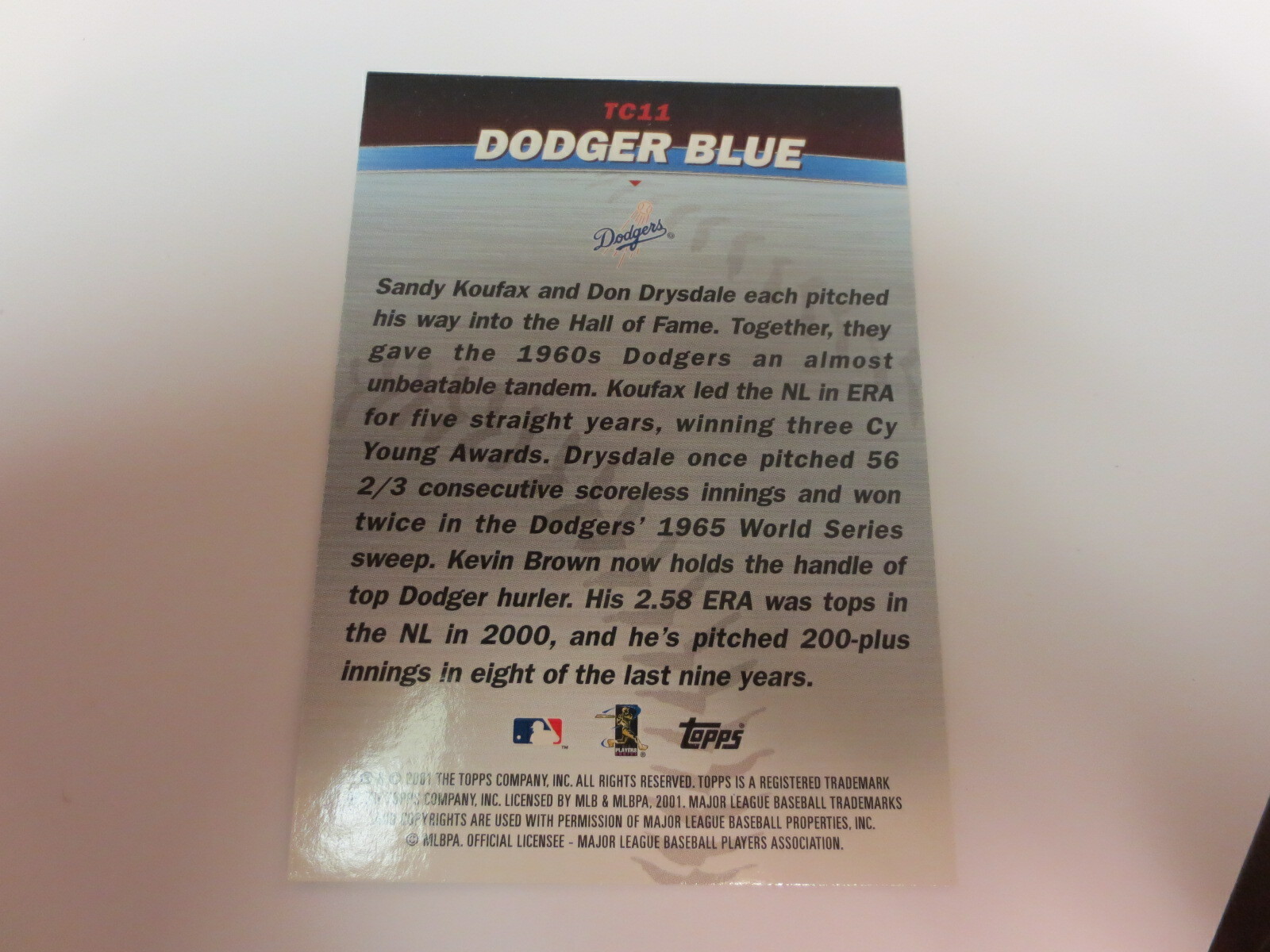 2001 Topps Dodger Blue Drysdale / Brown / Koufax Card #TC11 | eBay