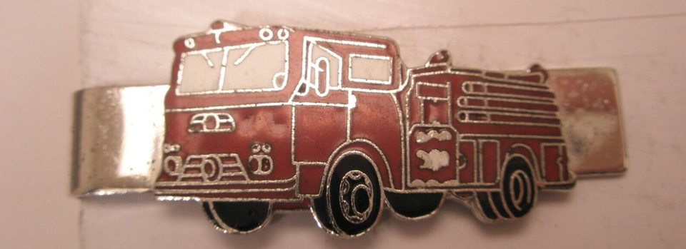 Fire Engine Water Hose Truck Vintage Tie Bar Clip ladder boom house man ...