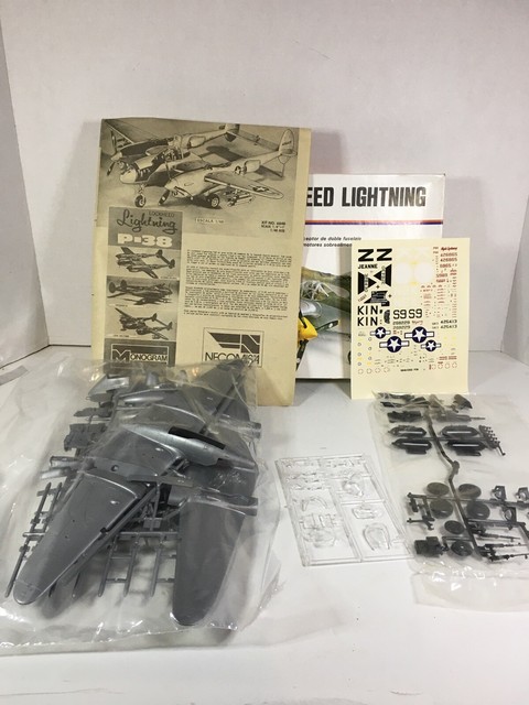 Monogram P-38 Lockheed Lightning 1/48 Scale Model Kit Complete USA 1973 ...