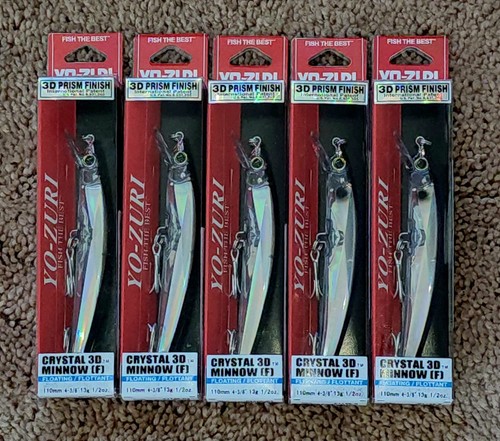 LOT OF 5 Yo-Zuri CRYSTAL 3D Minnow Jerkbait Striper Baits Surf Inshore Lures 4⅜" | eBay