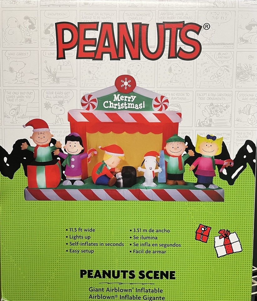 11.5 Ft GEMMY PEANUTS CHRISTMAS SCENE PLAY STAGE Giant Airblown ...