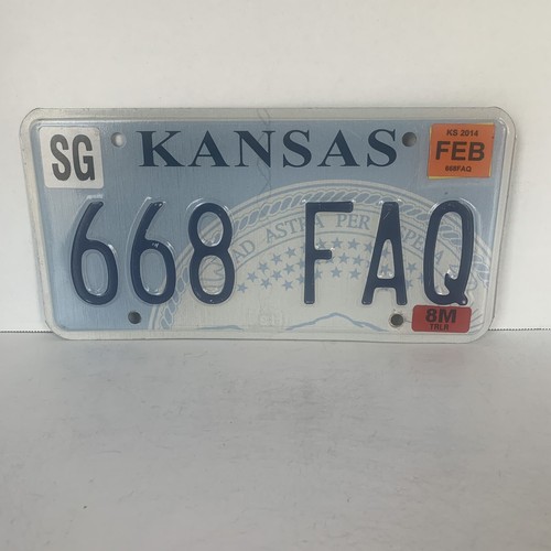 2014 Kansas Trailer License Plate 668 FAQ Sedgwick County SG Collector ...