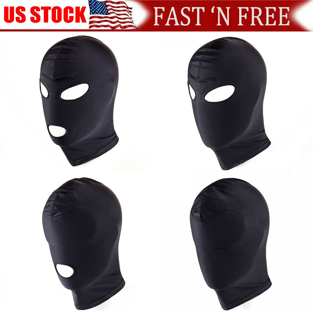 Black Spandex Full Hood Face Head Cover Role Play Mask for Cosplay ...