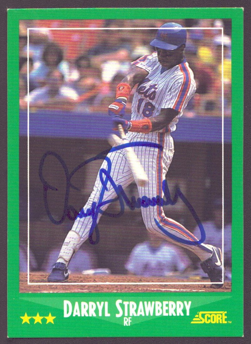 DARRYL STRAWBERRY 1988 Score #360 AUTOGRAPH Signed METS AUTO Dodgers ...