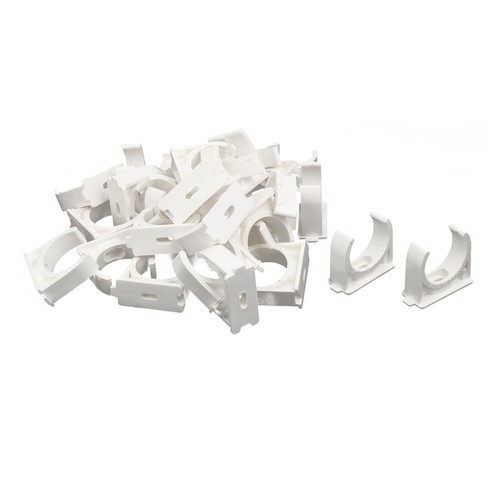 32mm Dia Plastic PVC Water Tube Pipe Hose Clips Clamps Holders White ...