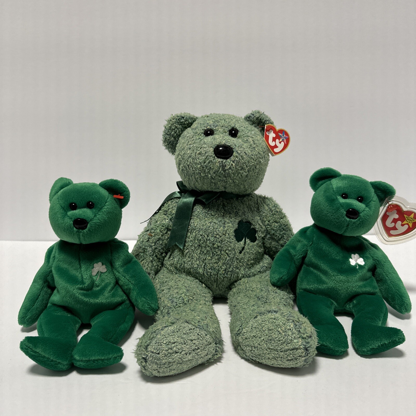 TY Clover Buddies: 14” Shamrock Beanie Buddy 2001 Plus 2 Erin Beanie ...