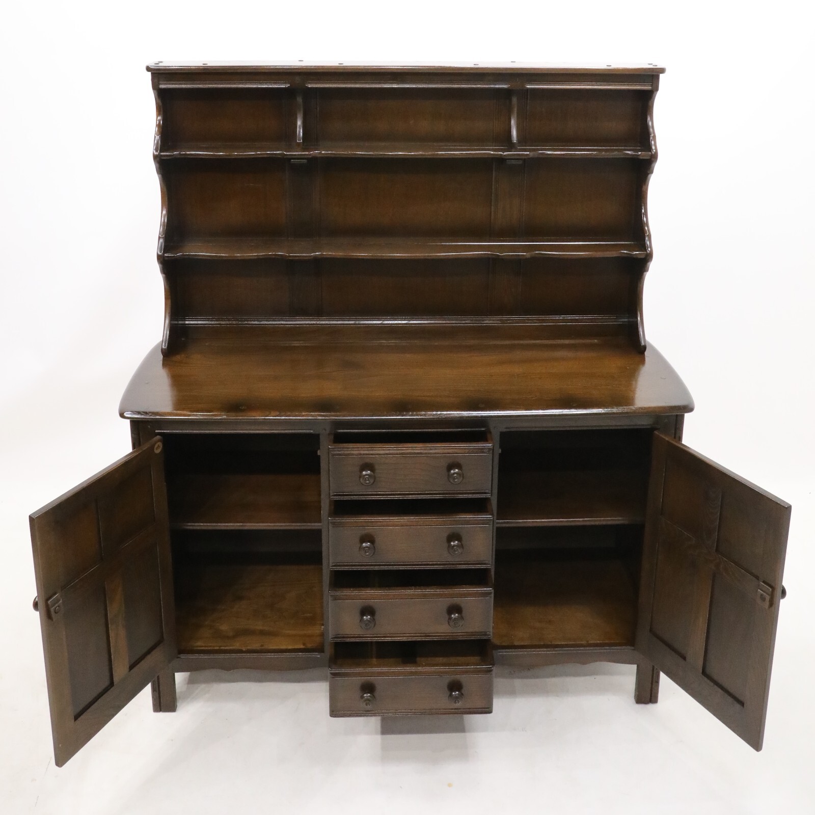 Ercol Old Colonial Welsh Dresser 4 Drawers 2 Cupboards Shelving FREE UK ...