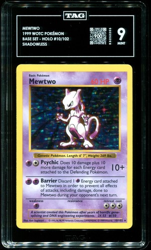 Tag 9 Mewtwo Shadowless Holo Rare Base Set 1999 Pokemon Card #10 | eBay