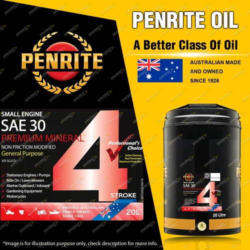 Penrite Premium Mineral SMALL ENGINE 4 STROKE SAE 30 Engine Oil 20L ...