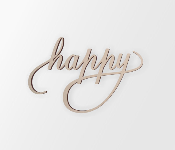 HAPPY Wall Art Word Cutout "happy" - Cutout, Home Decor, Unfinished | eBay