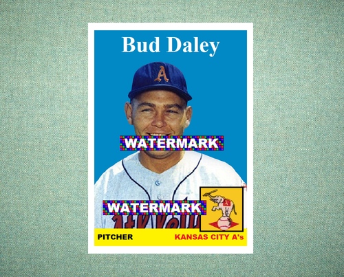 Bud Daley Kansas City Athletics A's 1958 Style Custom Baseball Art Card ...