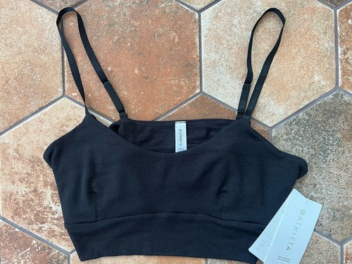 NWT ATHLETA Well Rested Rib Sleep Bra XL Black Pullover Adjustable ...