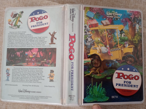 Rare Walt Disney Pogo for President Beta Betamax Clam shell Election ...